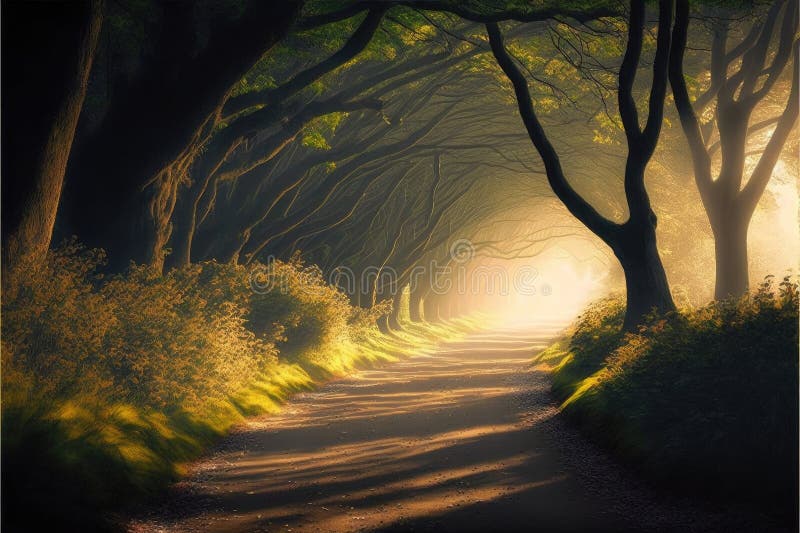 Walking Space or Trails Along the Forest with Shining Brightly Sunlight ...