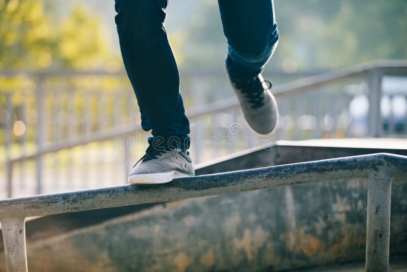 Walking on Steel Pipe with Balance Stock Photo - Image of culture, legs ...