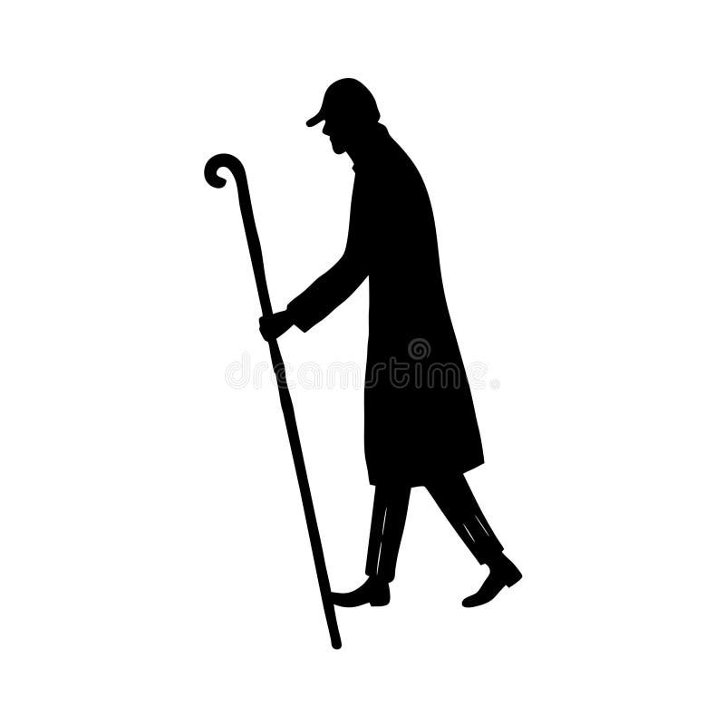 Walking Stick Man Vector Silhouette Stock Vector - Illustration of ...