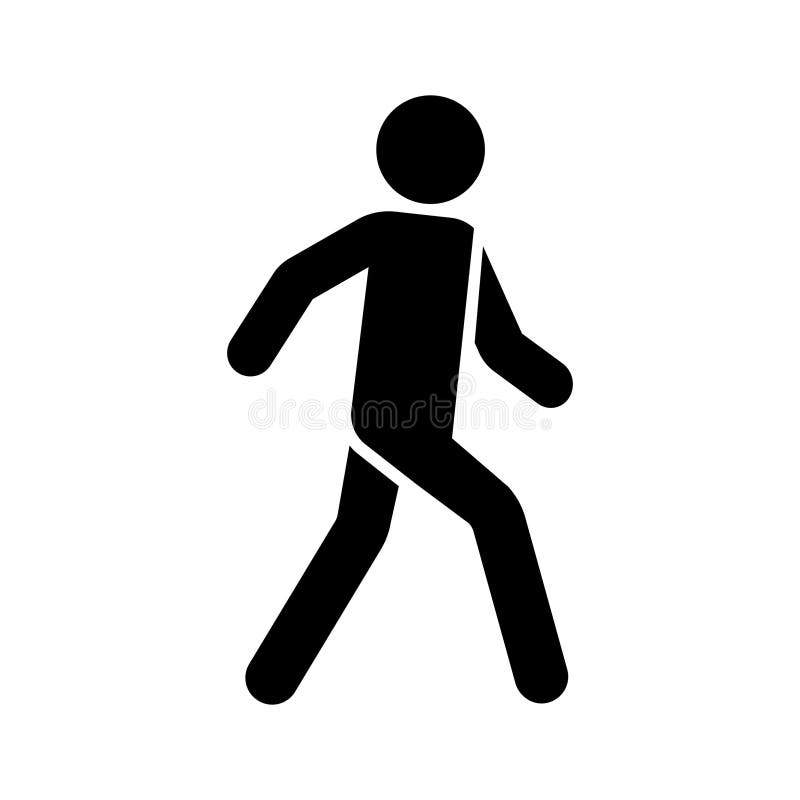 Walking Stickman Icon in Flat Style. Stock Illustration - Illustration ...