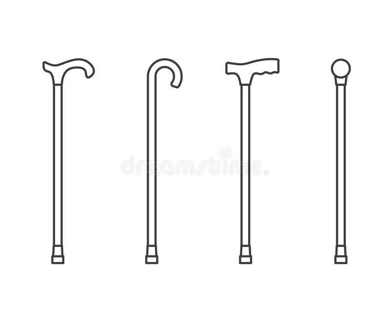 Walking Sticks and Canes Set Stock Vector - Illustration of outline ...