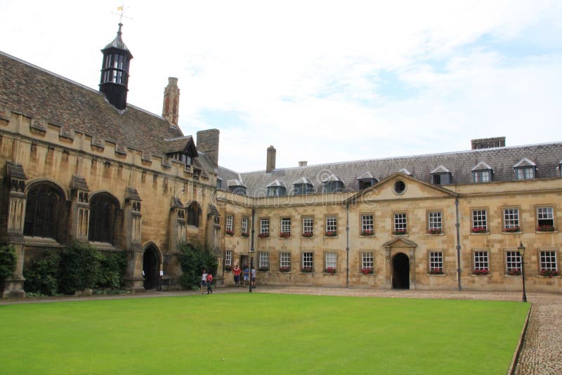 Courtyard of One of the University in the City Cambridge in England ...
