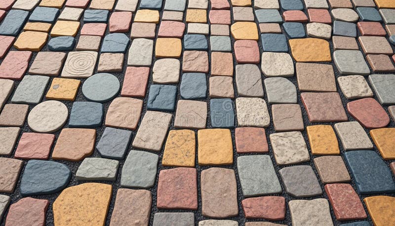 Walking Surface Constructed from Colorful Interlocking Stone Paving ...