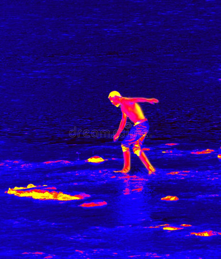 Walking man infrared stock photo. Image of heat, hightechnology - 219546134