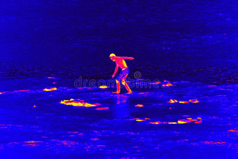 Walking man infrared stock photo. Image of heat, hightechnology - 219546134