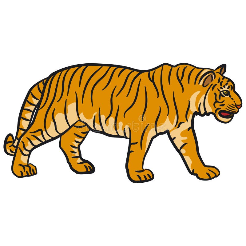 Walking tiger stock vector. Illustration of nature, icon - 213800706