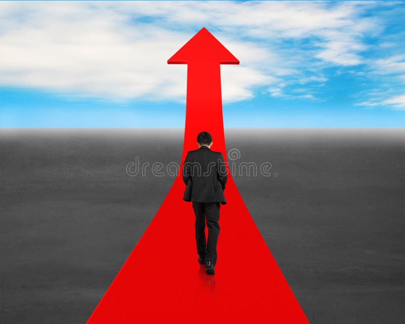 Walking Toward Going Up Red Arrow Stock Photo - Image of communications ...