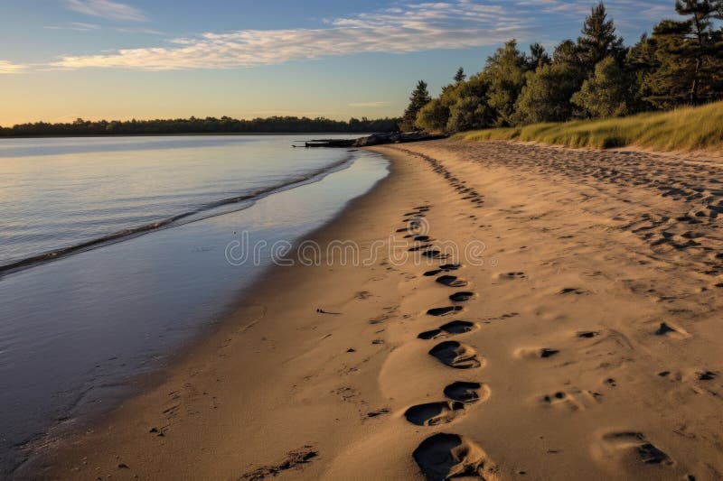 Walking Trail of Footprints Along the Shore Stock Image - Image of ...
