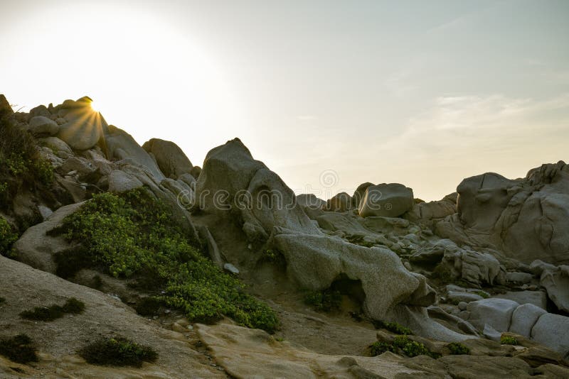 Walking Trail during Sunset on Top of the Cliffs in Capo Testa ...