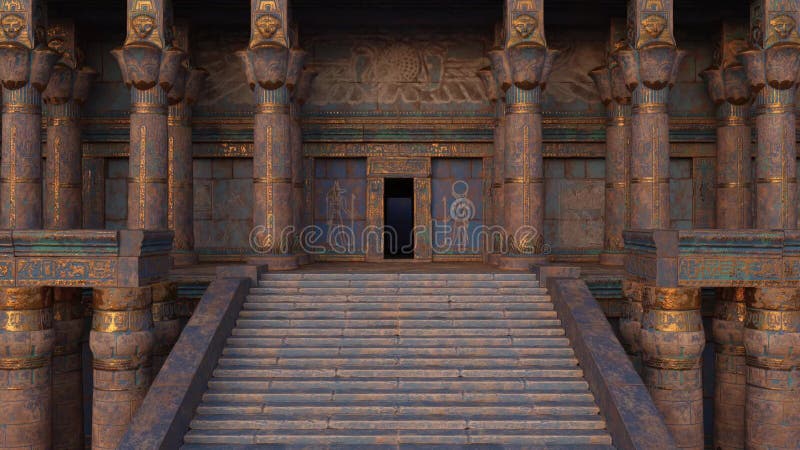 Walking Up Steps To Entrance of an Ancient Egyptian Temple or Tomb ...