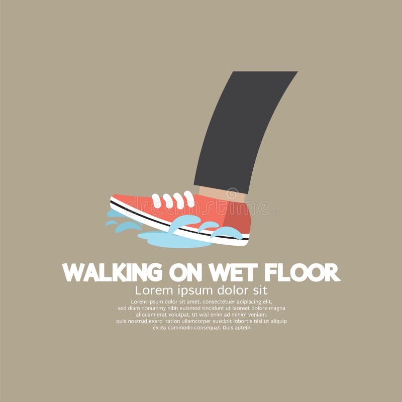 Walking on Wet Floor stock vector. Illustration of shoes - 50921961
