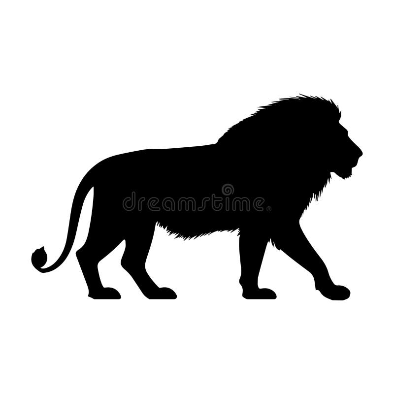 Walking Wild Lion Silhouette Stock Vector - Illustration of symbol ...