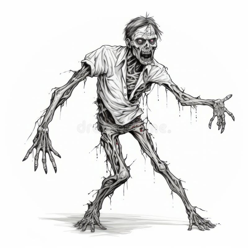 Detailed Sketching: Zombie Illustration in Comic Art Style Stock ...