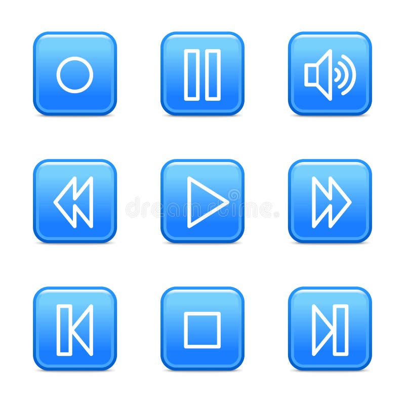 Blue Digital Media Art Icons Stock Vector - Illustration of broadcast ...