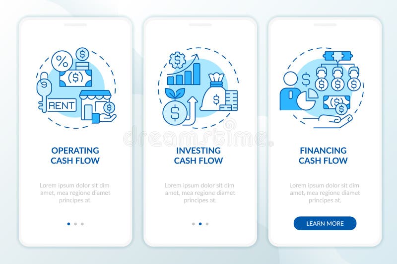 Walkthrough Cash Flow Structure with Blue Icons Stock Illustration ...