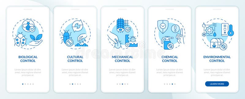 Walkthrough Integrated Pest Management with Blue Icons Stock Vector ...