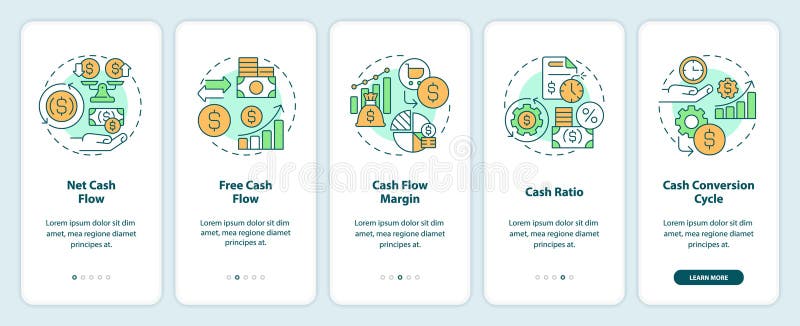 Walkthrough Key Metrics Cash Flow with Linear Icons Concept Stock ...