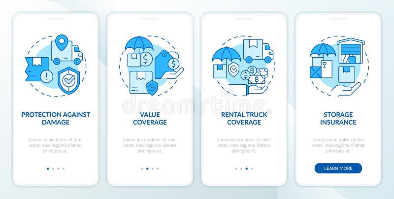 Walkthrough Moving Service with Blue Icons Concept Stock Vector ...