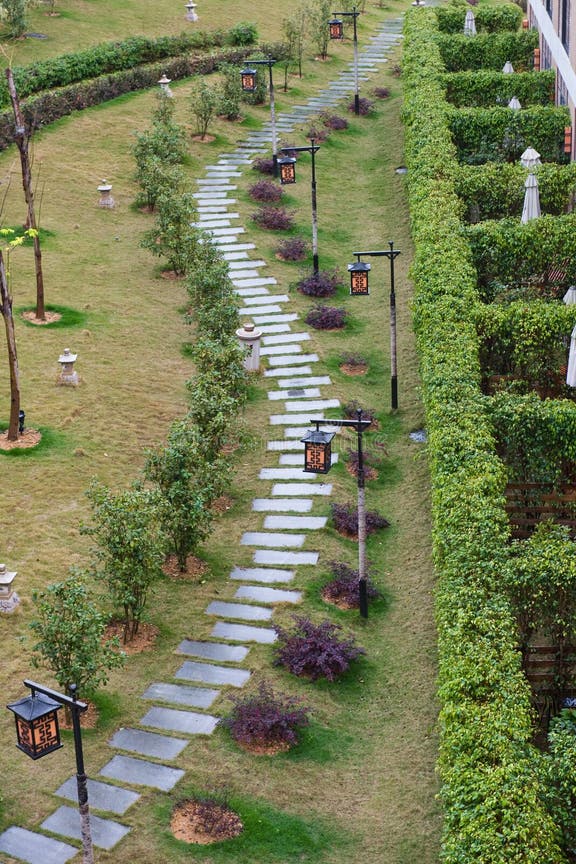 Walkway stock photo. Image of relaxing, landscape, pollard - 12873152