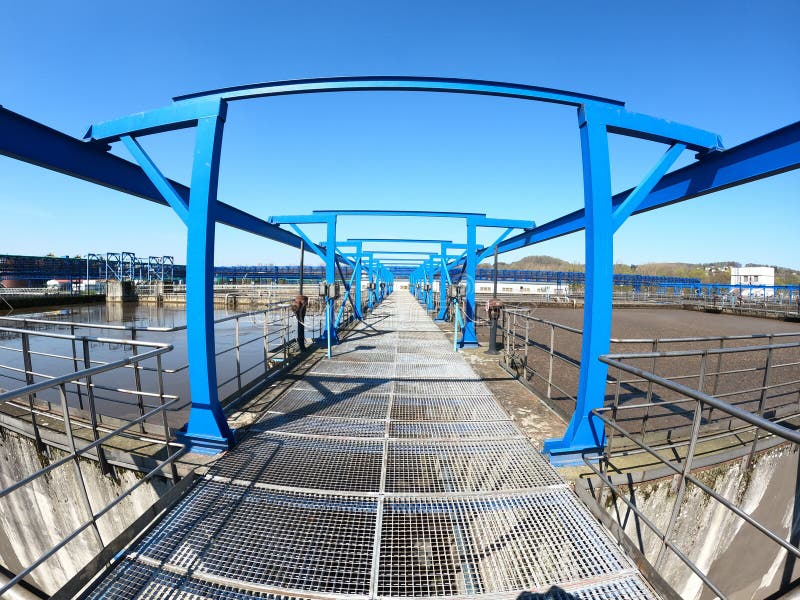 Walkway among the Activated Sludge Tank 1 Stock Image - Image of bridge ...