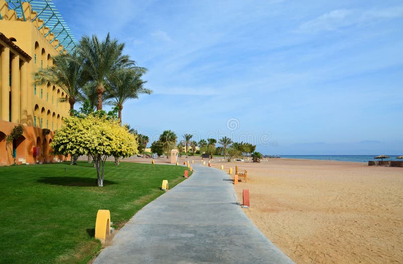 Walkway Along the Beach in the Resort Area Stock Image - Image of ...