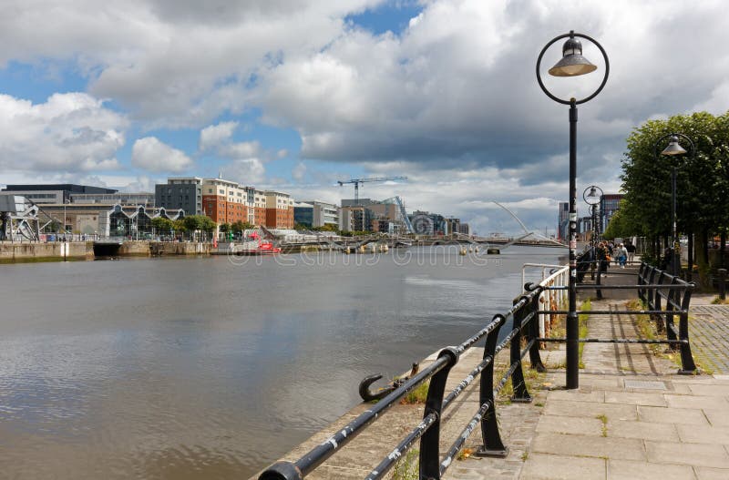 Walkway Along the River Liffey in Dublin Editorial Photography - Image ...