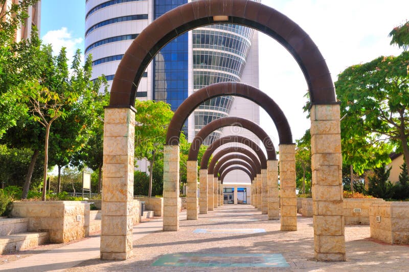 Walkway with arches stock photo. Image of metal, future - 20324158