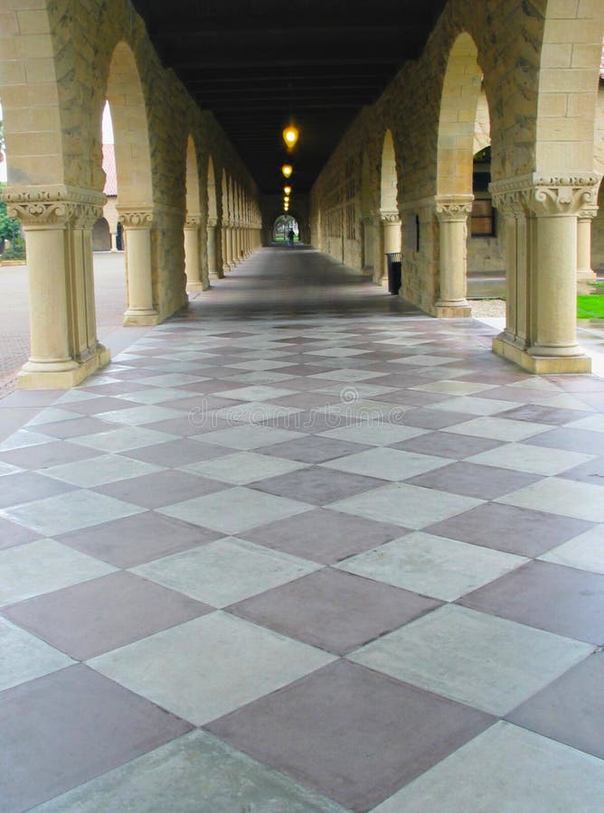 Walkway with Arches and Checkered Floor Editorial Image - Image of ...