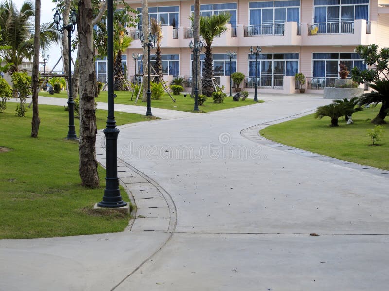 Walkway in a Beachside Hotel Stock Photo - Image of tropical ...