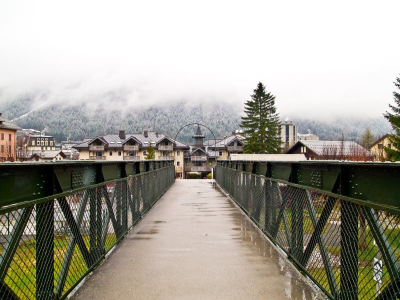 Walkway Bridge at Chamonix, France Stock Image - Image of clouds, view ...