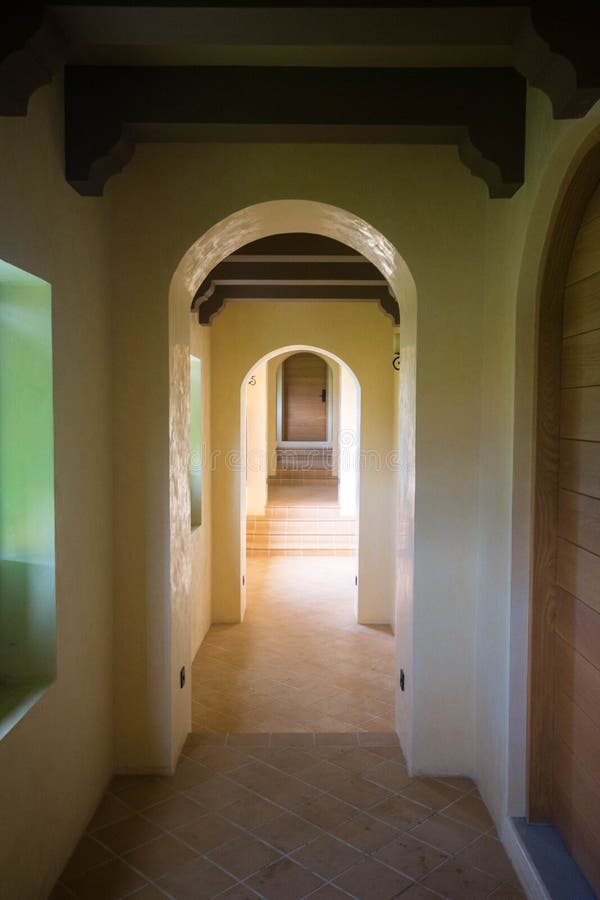 Walkway in the Building stock image. Image of blue, corridor - 99153497