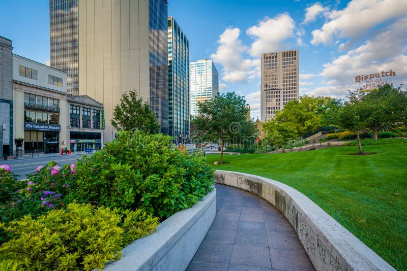 Walkway and Buildings at Capitol Square in Downtown Columbus, Ohio ...