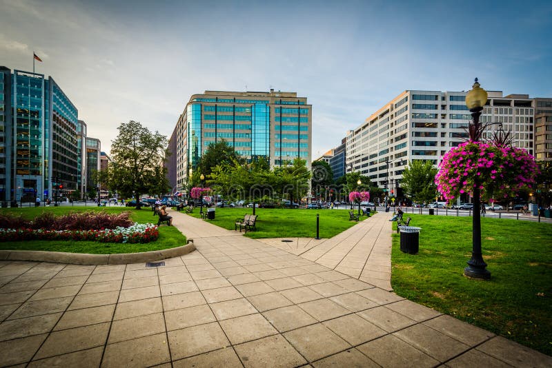 Walkway and Buildings at Farragut Square, in Washington, DC. Editorial ...
