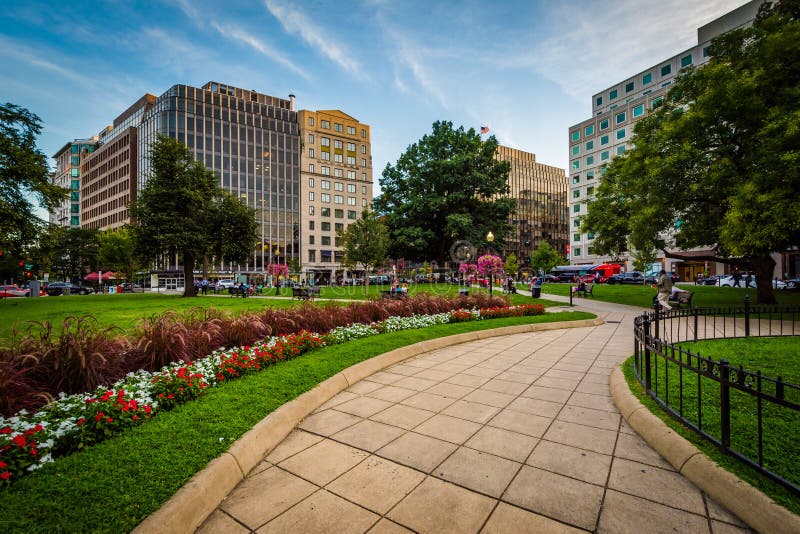 Walkway and Buildings at Farragut Square, in Washington, DC. Editorial ...