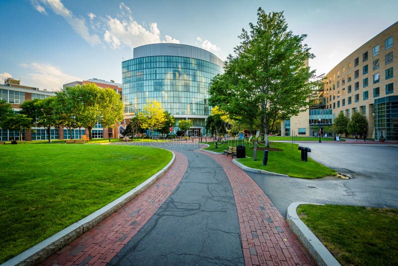 Walkway and Buildings at Northeastern University, in Boston, Mas ...