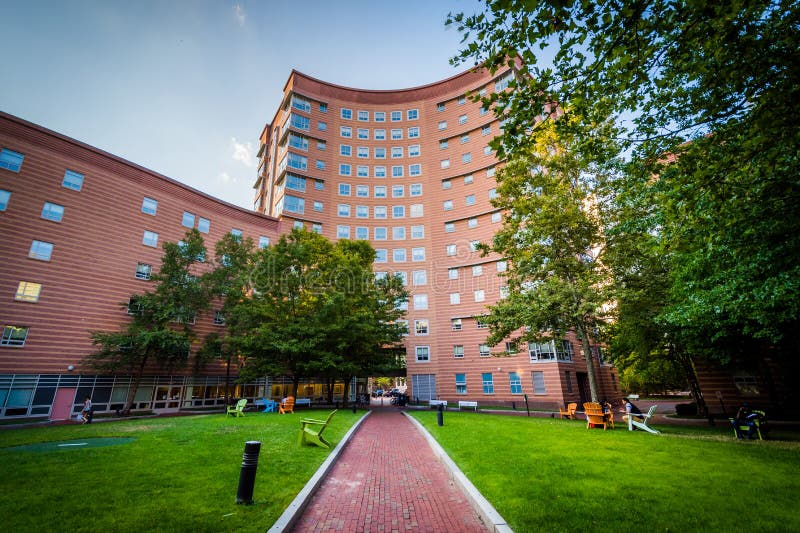 Walkway and Buildings at Northeastern University, in Boston, Mas ...