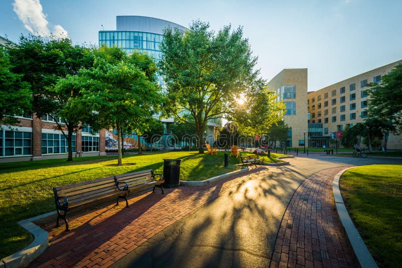 Walkway and Buildings at Northeastern University, in Boston, Mas ...