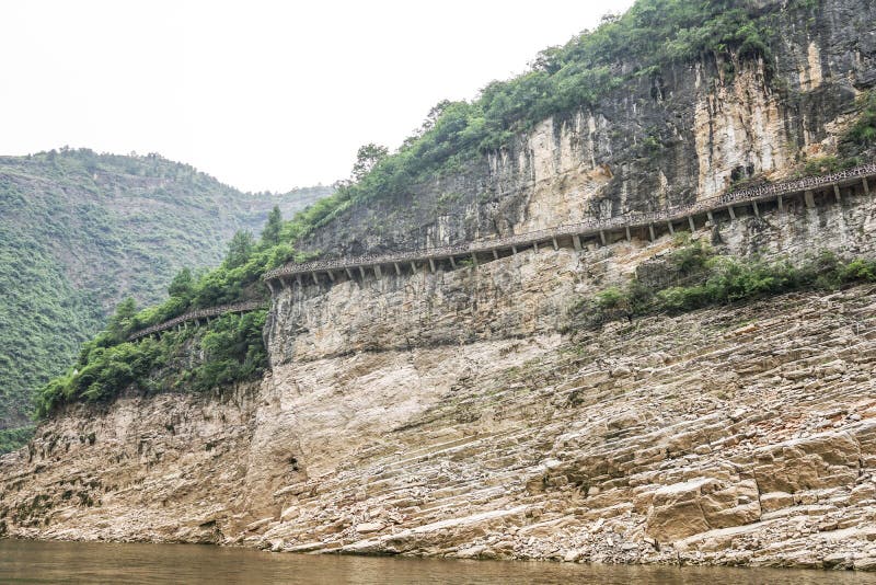 Cliff Walkway, Yangtze River China, Travel Scene Stock Photo - Image of ...