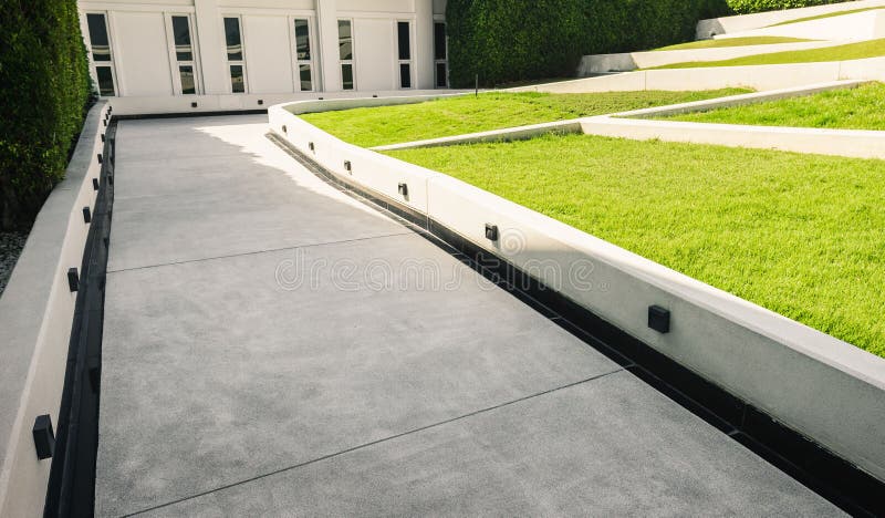 Walkway and Bush in Garden. Also Called Concrete Pavement, Floor ...