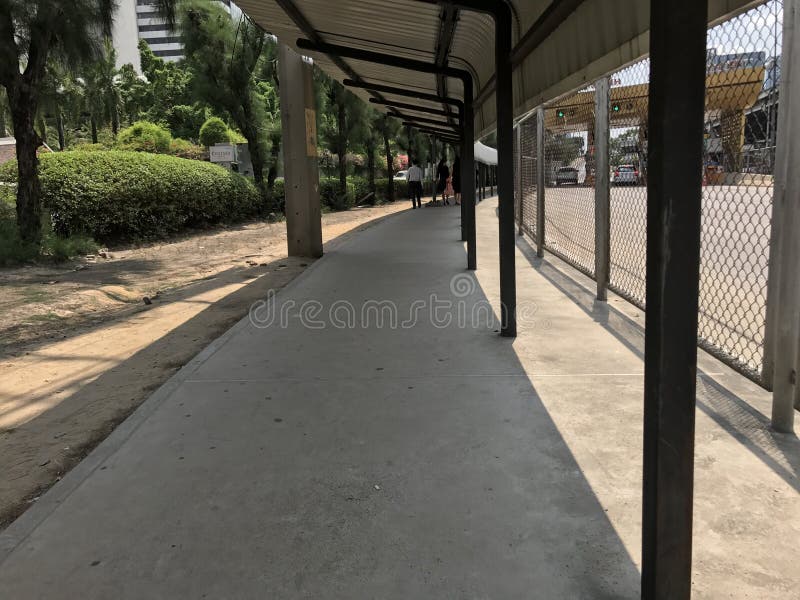 Walkway stock image. Image of fence, outdoor, building - 89652955