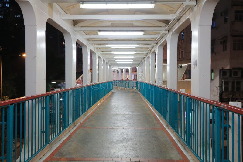 The Walkway on Footbridge at Hk Stock Image - Image of architecture ...