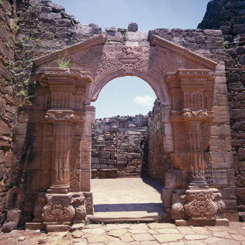 A Walkway Gate Inside the Ruins at San Ignacio Mini, Argentina Stock ...
