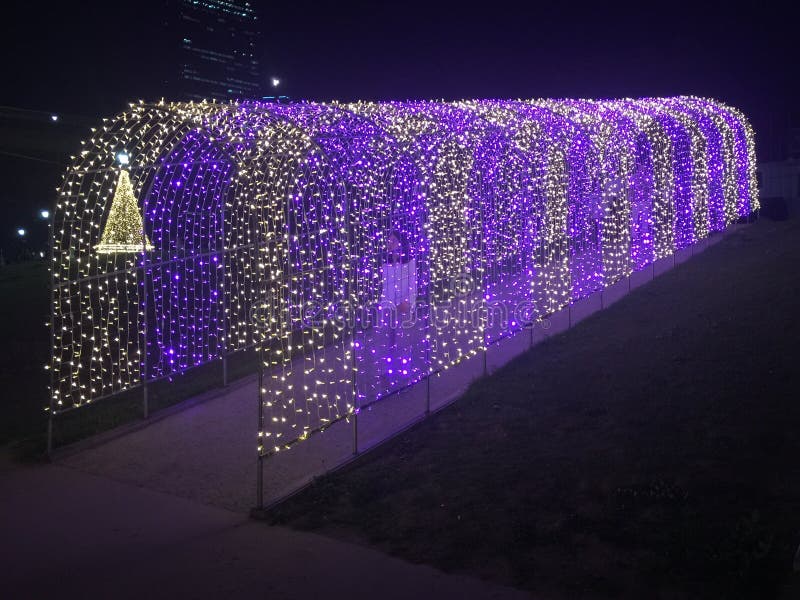 Walkway Light Tunnel with Technology Stock Image - Image of design ...