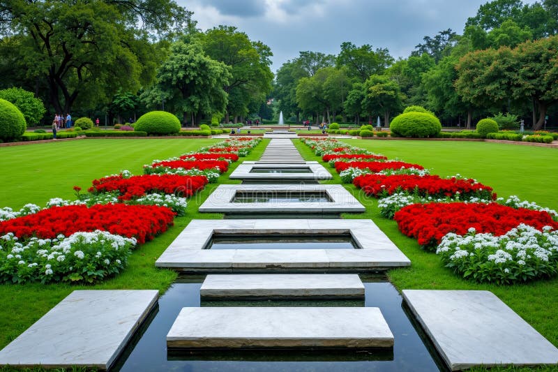 Pathway Lush Green Park Lots Trees Stock Photos - Free & Royalty-Free ...