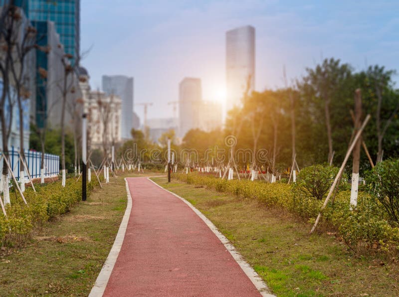 Walkway in the modern city stock photo. Image of cement - 286928774