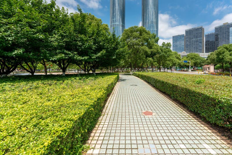 Walkway in the modern city stock image. Image of walk - 286940881