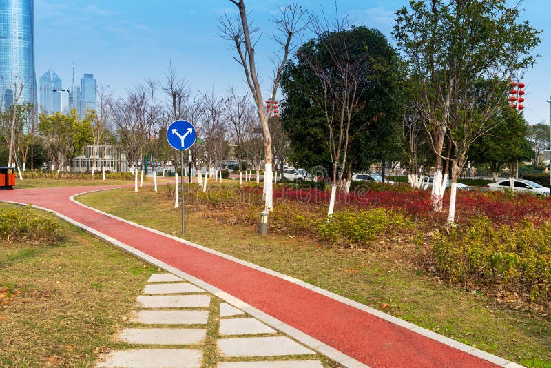 Walkway in the modern city stock image. Image of avenue - 286980105