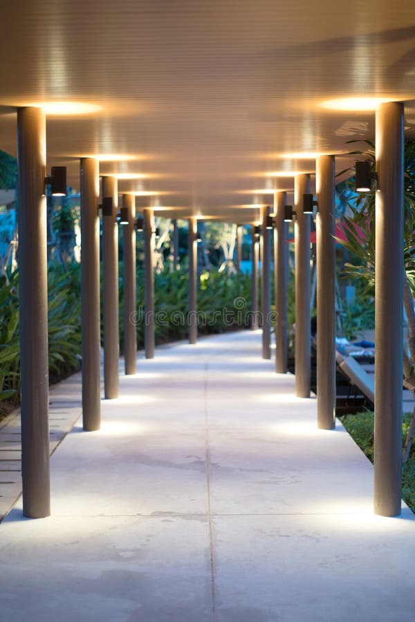 Outdoor walkway at hotel stock image. Image of passageway - 7909559
