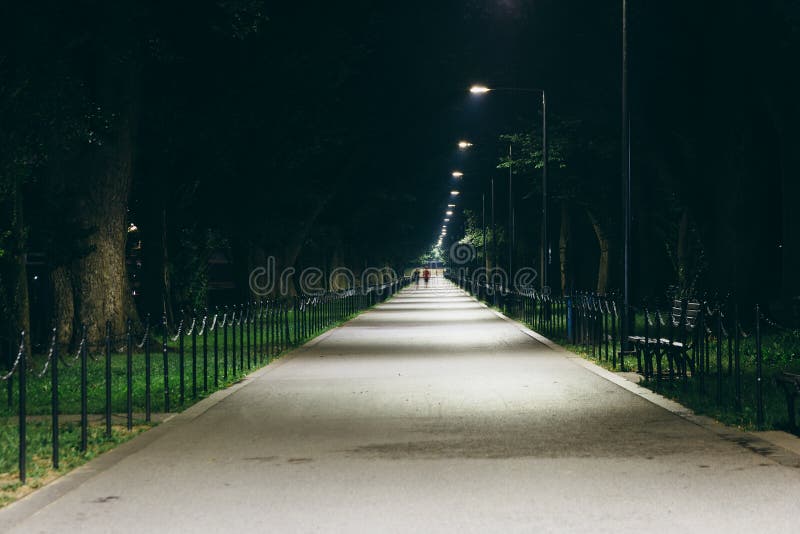 Walkway at Night, at the National Mall in Washington, DC. Stock Photo ...