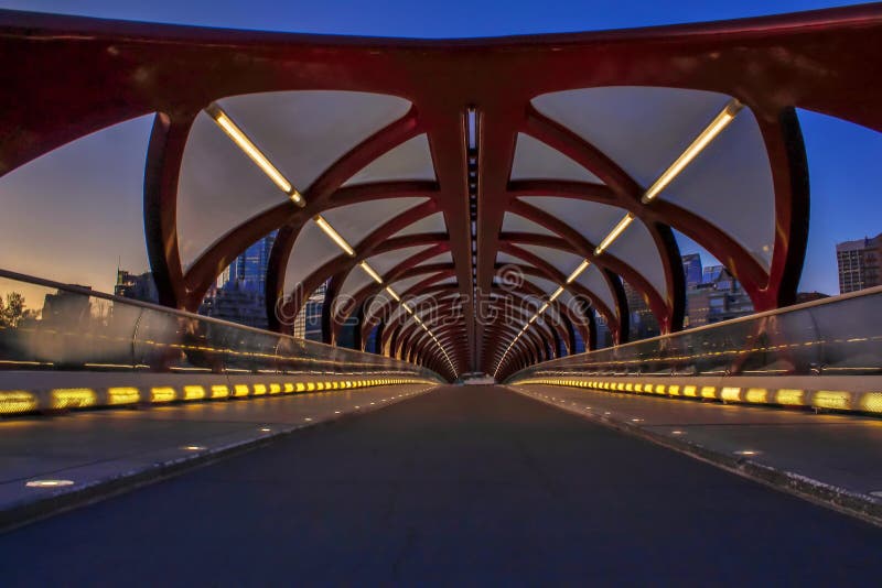 Walkway on the Peace Bridge at Night Editorial Stock Image - Image of ...